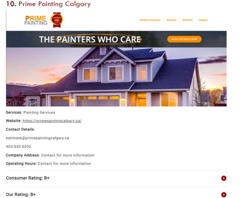 Prime Painting Calgary Named Among Clever Canadian’s Top 10 Recommended ...